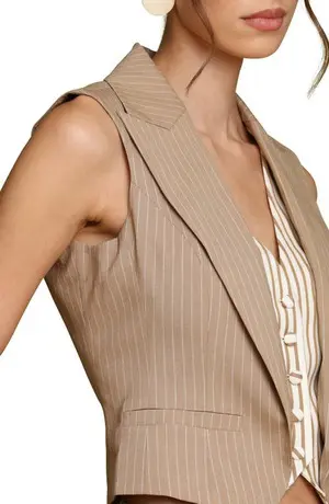 Avec Les Filles Pinstripe Layered Vest