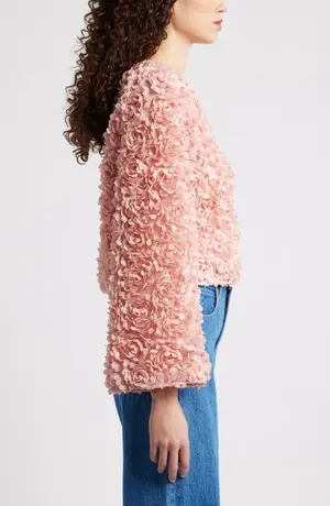 CIEBON Flower Embellished Crop Jacket