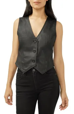 SILVER JEANS CO. Classic Coated Denim Vest - Black