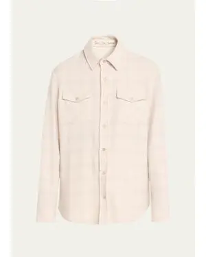 GOD'S TRUE CASHMERE Clarity Ombre Plaid Cashmere Flannel Shirt - Pale Multi