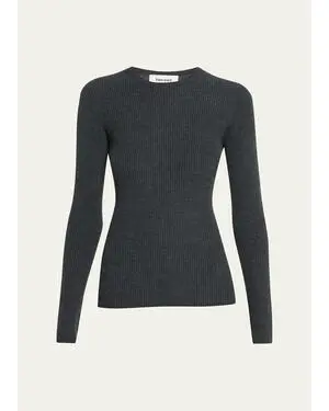 TONYWACK Super-fine Wool Crewneck Top - Charcoal