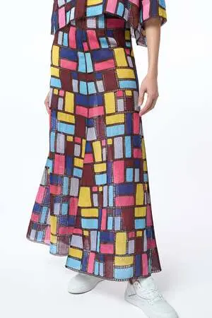 Gabriela Hearst Selma Patchwork Embroidered Maxi Skirt