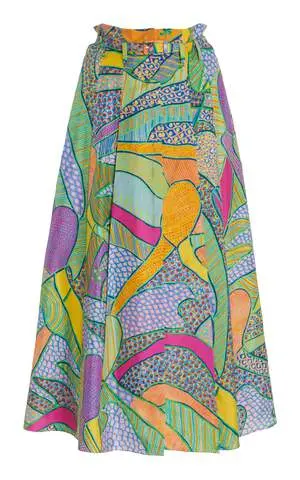 Gabriela Hearst Dugald Printed Silk Twill Midi Skirt - Green Multi