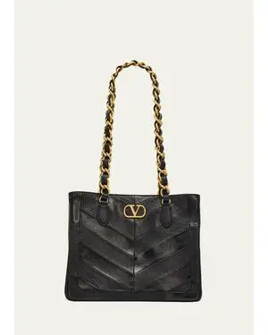 Valentino Garavani Laseine Small Nappa Leather Shopping Bag - Black
