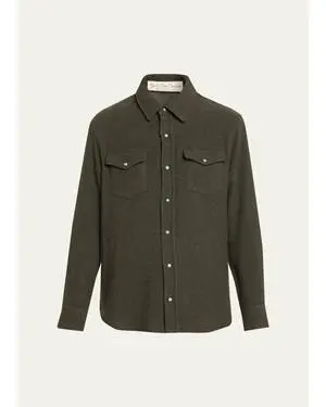 GOD'S TRUE CASHMERE Solid Cashmere Flannel Shirt - Sable
