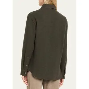 GOD'S TRUE CASHMERE Solid Cashmere Flannel Shirt - Sable
