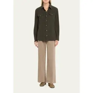GOD'S TRUE CASHMERE Solid Cashmere Flannel Shirt - Sable