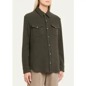 GOD'S TRUE CASHMERE Solid Cashmere Flannel Shirt - Sable