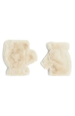 Apparis Ariel Faux Fur Fingerless Gloves - Latte
