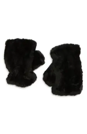 Apparis Ariel Faux Fur Fingerless Gloves - Noir