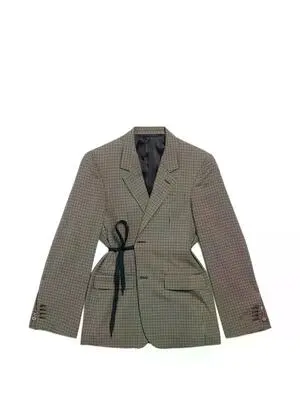 Balenciaga Checked Tie Blazer - Neutrals