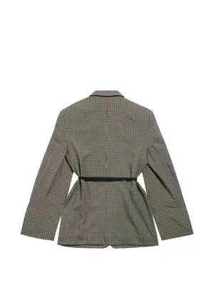 Balenciaga Checked Tie Blazer - Neutrals