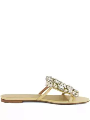 Rabanne Crystal-embellished Flat Sandals - Neutrals