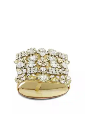 Rabanne Crystal-embellished Flat Sandals - Neutrals
