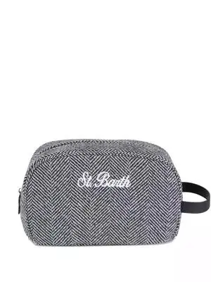 MC2 SAINT BARTH Herringbone-pattern Wash Bag - Grey