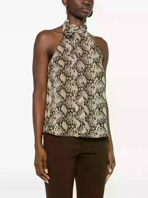 NILI LOTAN Snake-pattern Halter-neck Top