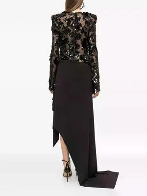 NISSA Sequinned Tulle Maxi Dress