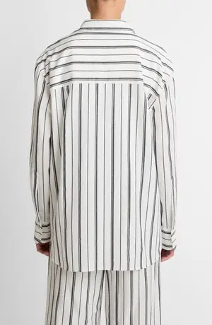 Vince Stripe Oversized Button-up Shirt - White/black