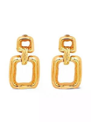 Nina Ricci 1980s Door Knocker Drop Earrings - Gold