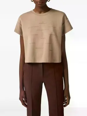 Elisabetta Franchi Lettering-patch T-shirt - Neutrals