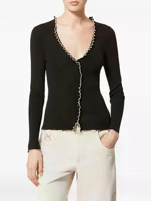 Isabel Marant Étoile Izae Ruffled Trim Cardigan - Black