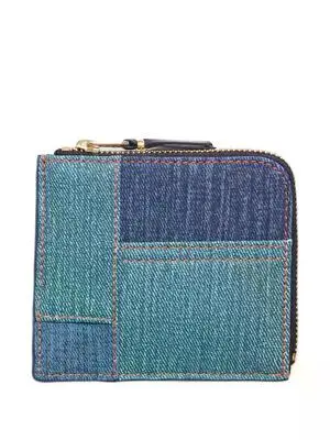 Comme Des Garçons Denim-print Wallet - Blue