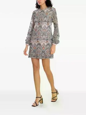 OLYMPIAH Arabesco Patterned Long-sleeve Mini Dress