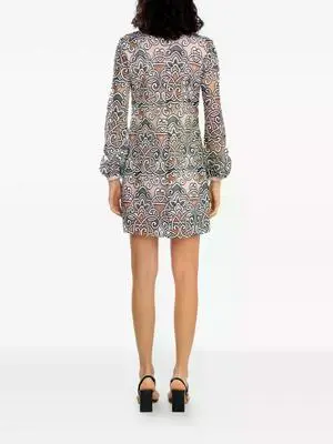 OLYMPIAH Arabesco Patterned Long-sleeve Mini Dress