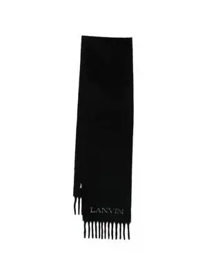 LANVIN Logo Fringed Scarf - Black