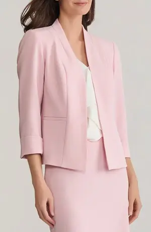 KASPER Cuffed Sleeve Jacket - Tutu Pink