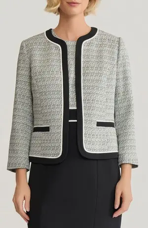 KASPER Contrast Detail Tweed Jacket