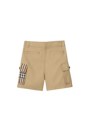 Burberry Check Trim Cotton Twill Cargo Shorts