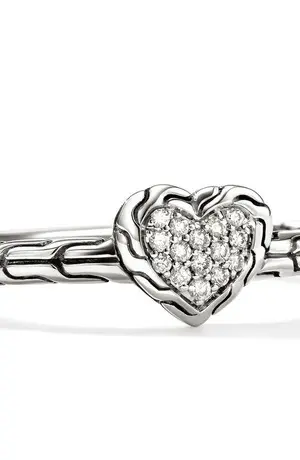 John Hardy Diamond Pavé Heart Ring - Silver