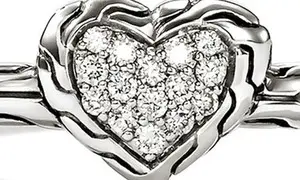 John Hardy Diamond Pavé Heart Ring - Silver