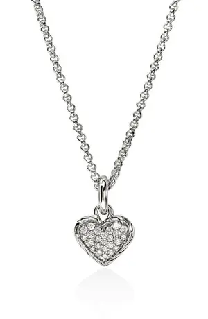 John Hardy Diamond Pave Heart Pendant Necklace - Silver