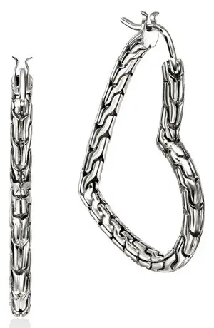 John Hardy Essentials Heart Hoop Earrings Silver
