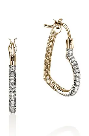 John Hardy Essentials Heart Pavé Hoop Earrings - Gold
