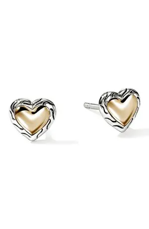 John Hardy Essentials Heart Stud Earrings Silver