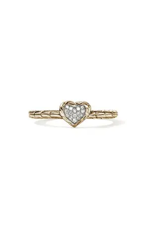 John Hardy Essentials Heart Pavé Ring - Gold