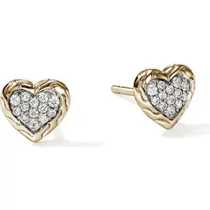 John Hardy Essentials Heart Pavé Stud Earrings - Gold
