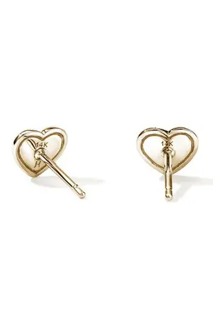 John Hardy Essentials Heart Pavé Diamond Stud Earrings - Gold
