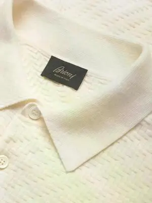Brioni Weaving Short-sleeve Polo Shirt - Neutrals