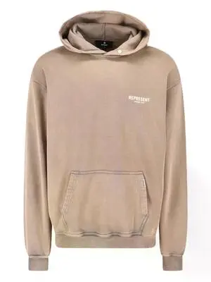 REPRESENT Logo-print Hoodie - Neutrals