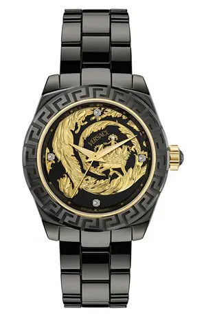 Versace Dv One 20th Anniversary Diamond Automatic Ceramic Bracelet Watch - Black Ceramic