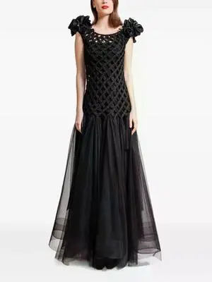 GEMY MAALOUF Crochet Tulle Maxi Dress