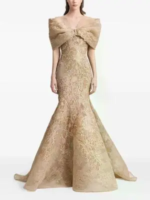 GEMY MAALOUF Floral-embroidered Gown