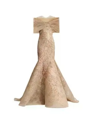 GEMY MAALOUF Floral-embroidered Gown