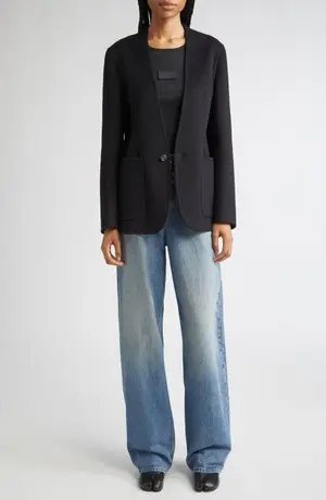 MAISON MARGIELA Collarless Single-breasted Virgin Wool Blazer