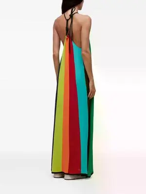 OSKLEN Rainbow Stripe Halterneck Maxi Dress