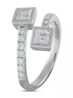 LB EXCLUSIVE Diamond And White Gold Bypass Ring - Silver